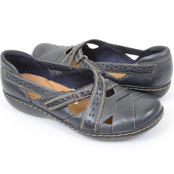 Clarks | Shoes | Clarks Ashland Spin Q Clog Blue Leather Slipresistant ...